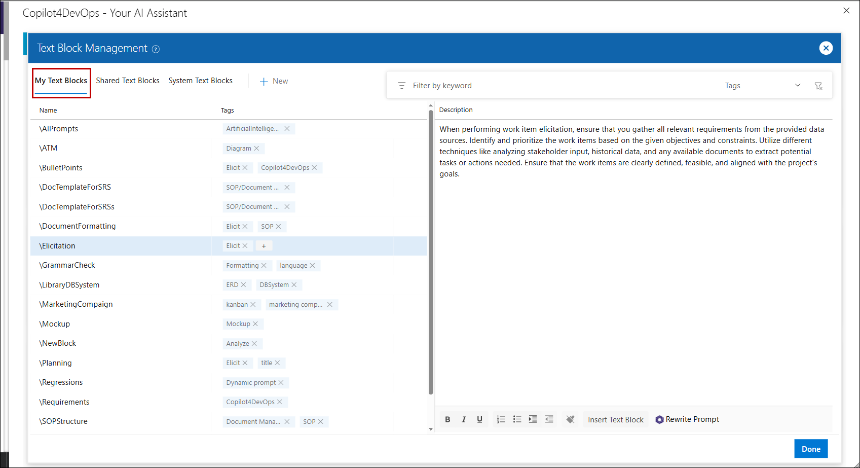 Creating a New Text Block