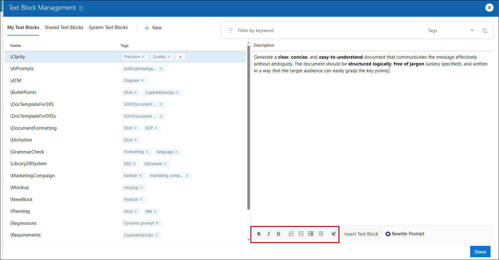 Creating a New Text Block