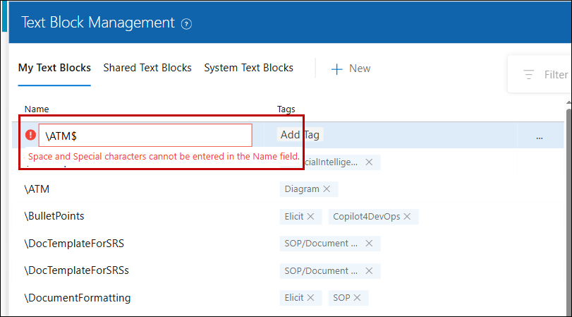 Creating a New Text Block