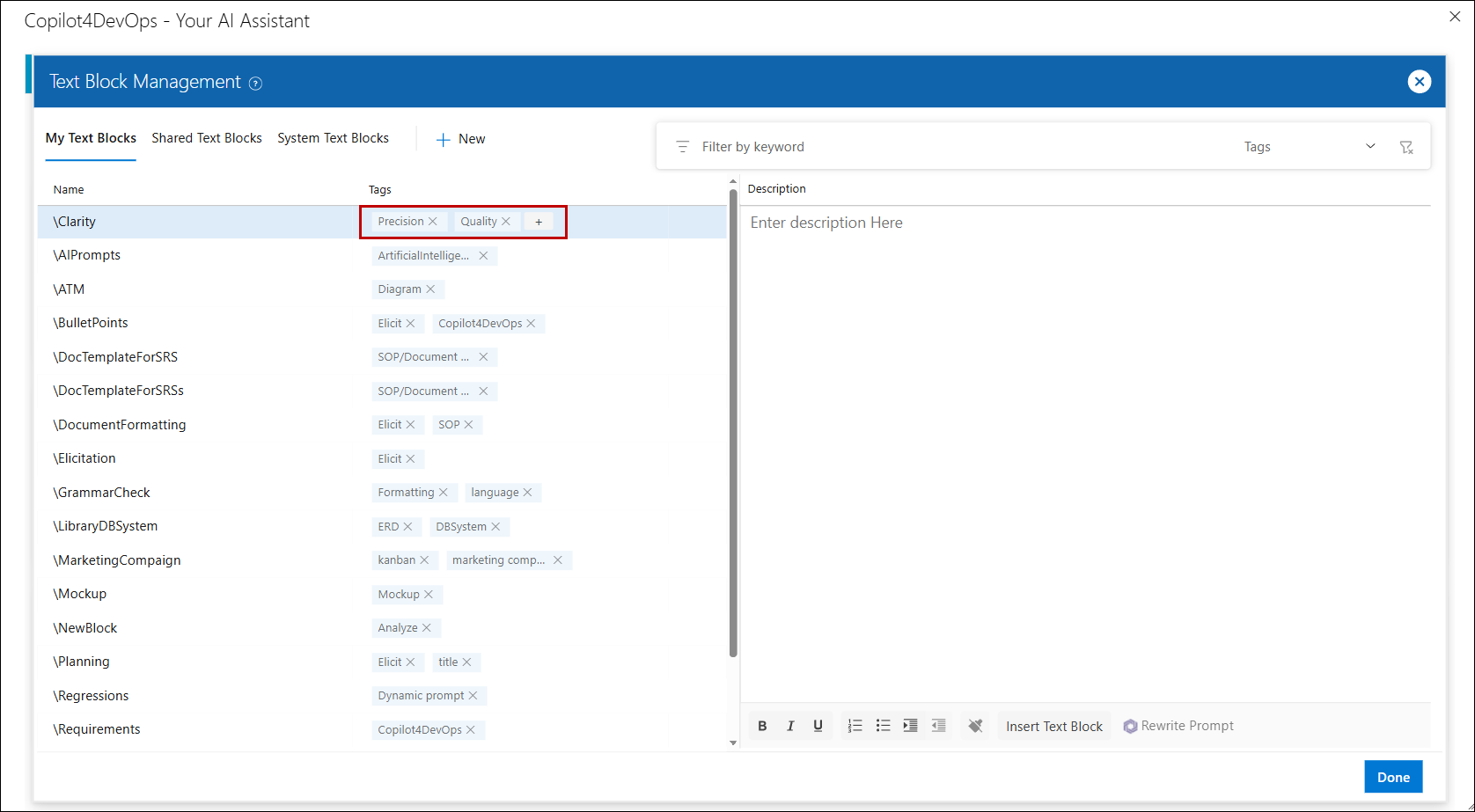 Creating a New Text Block
